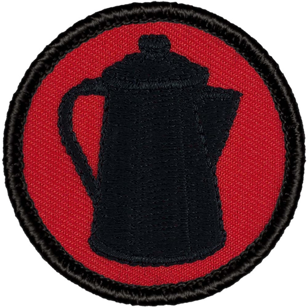 Red & Black Coffee Pot Patch - 2 Inch Diameter Embroidered Patch - Etsy