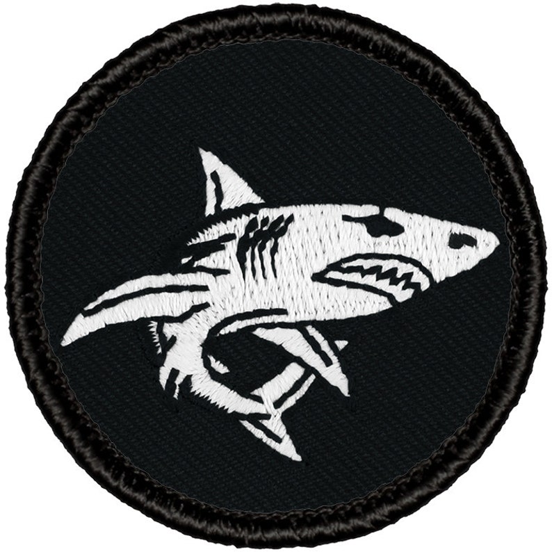 GLOWING Shark Patch 739GL 2 Inch Diameter Embroidered Patch | Etsy