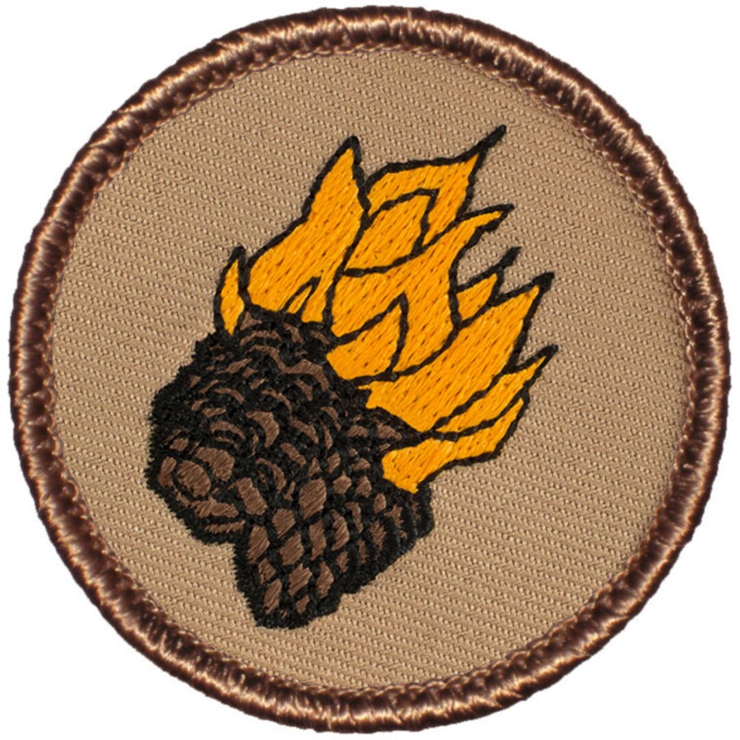 Flaming Pinecones Patch (141) 2 Inch Diameter Embroidered Patch - Etsy