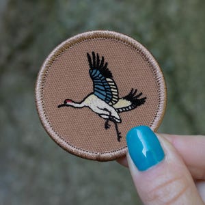 Crane Patch - 2 Inch Diameter Embroidered Patch - Etsy