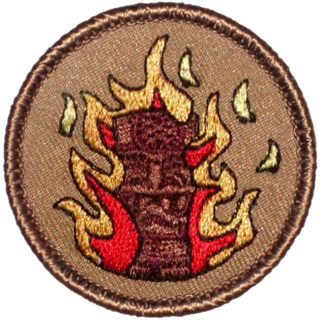 Flaming Tiki Patch (D42) - 2 Inch Diameter Embroidered Patch - Etsy