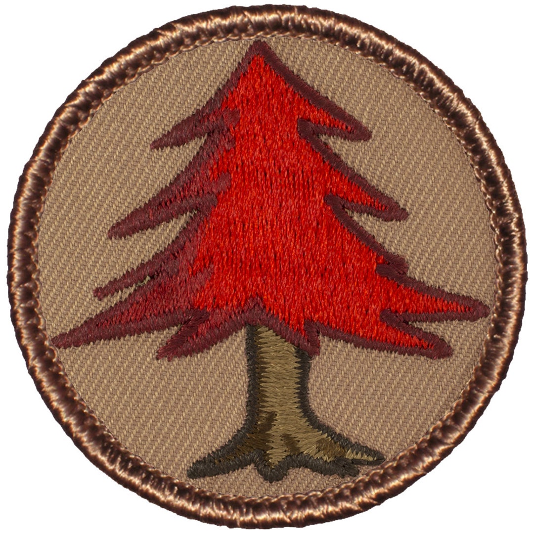 Red Pine Patch - 2 Inch Diameter Embroidered Patch - Etsy