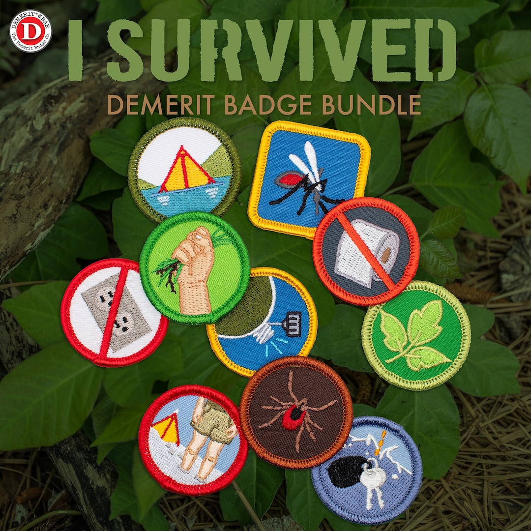 Demerit Badge "i Survived" Bundle - Spoof Merit Badges for Bad Camping ...