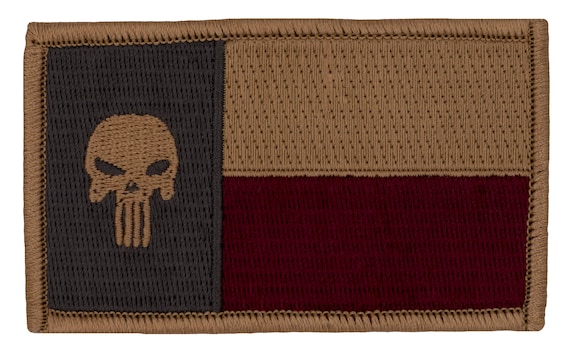 Texas Flag Punisher Skull Patch W/ Hook Fastener Backing ACU | Etsy
