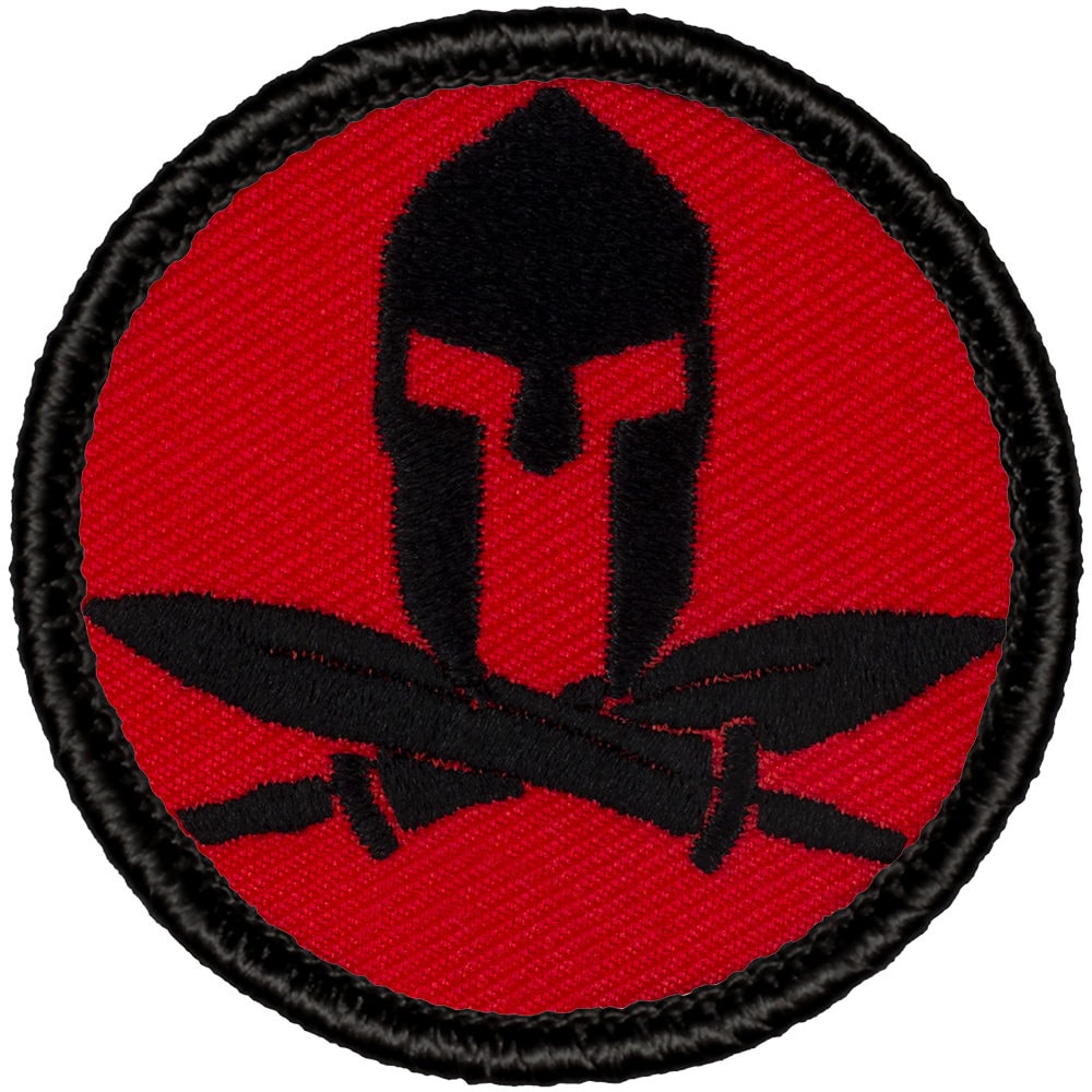 Red & Black Spartan Helmet With Crossed Daggers Patch (R001) 2 Inch ...