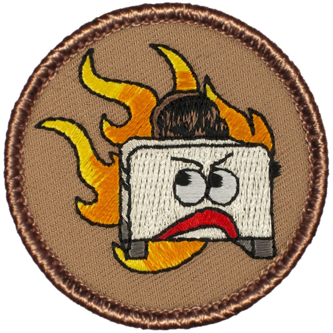 Flaming Toaster Patch (587) 2 Inch Diameter Embroidered Patch - Etsy