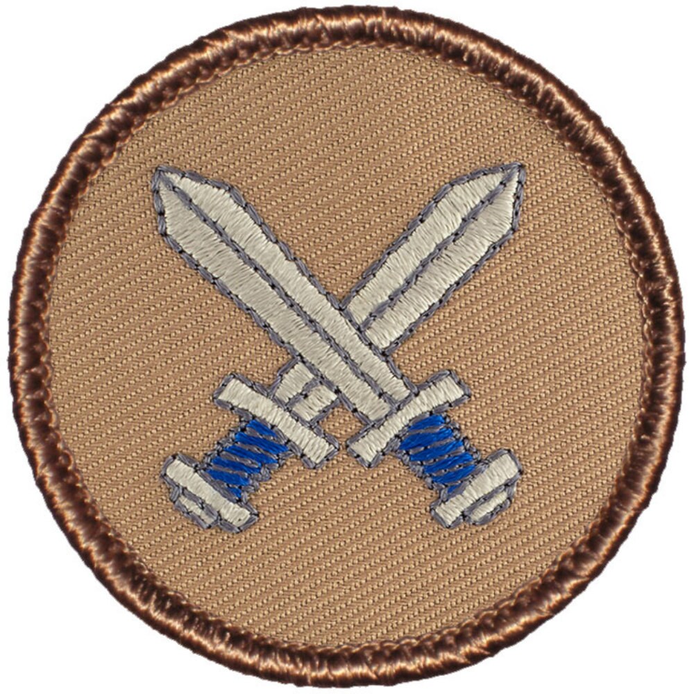 Silver Crossed Swords Patch 235 2 Inch Diameter Embroidered | Etsy