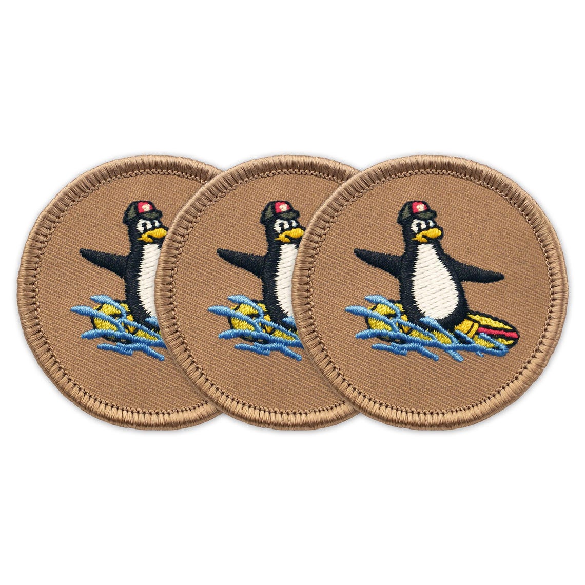 Surfing Penguin Patch (065) – 2 Inch Diameter Embroidered Patch - Etsy