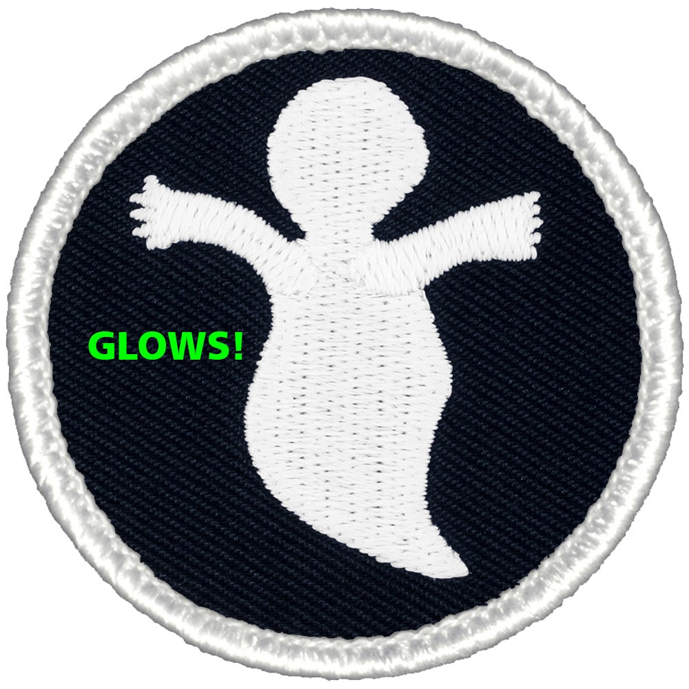 GLOW in the DARK! Ghost Patch (437GL) 2 Inch Diameter Embroidered Patch ...