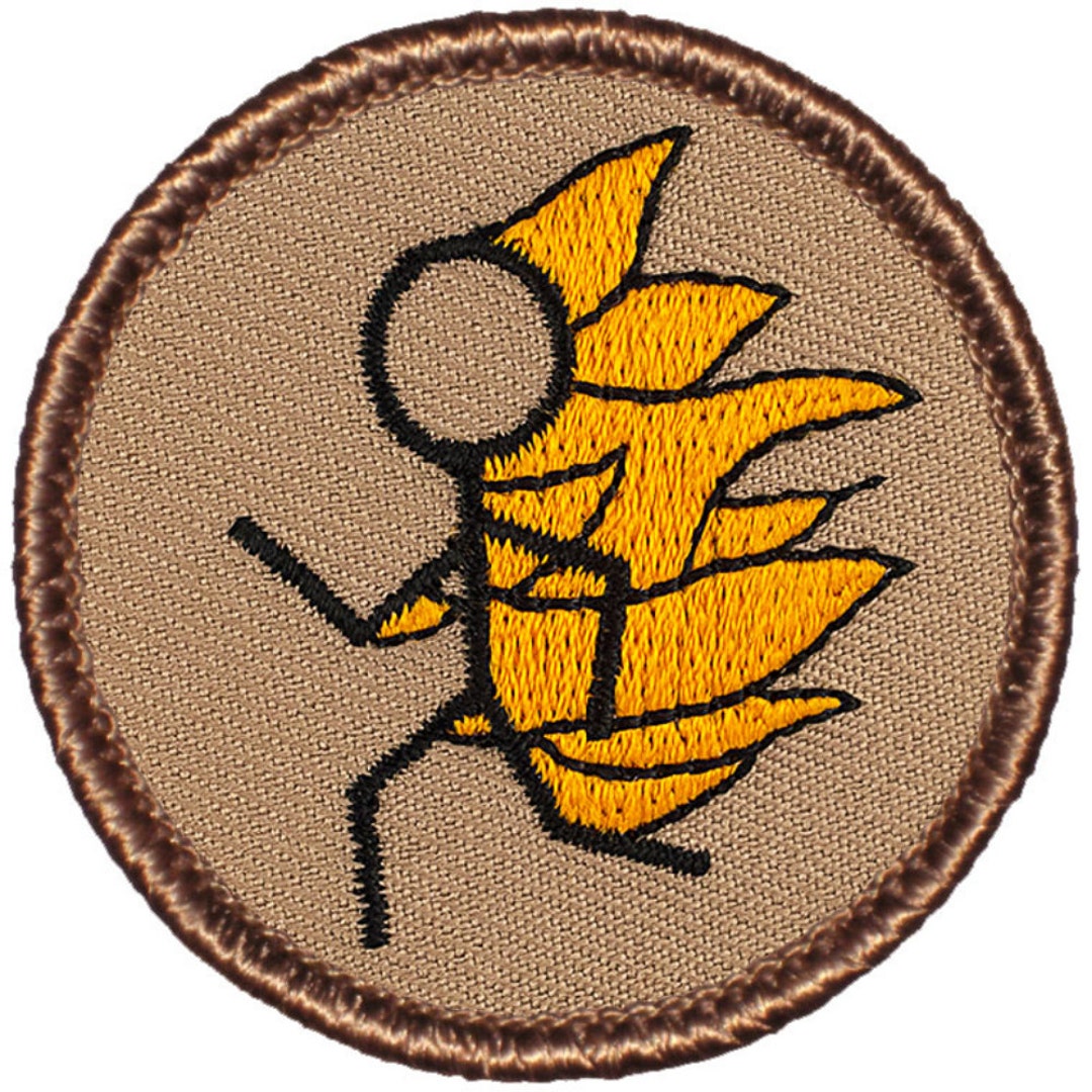 Flaming Stickman Patch 003 2 Inch Diameter Embroidered Patch - Etsy