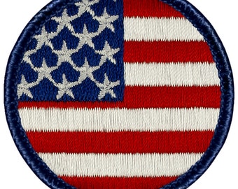 American Flag Patch 2 Inch Diameter Embroidered Patch | Etsy