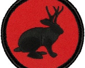 Red & Black Jackalope Patch 158R 2 Inch Diameter Embroidered - Etsy