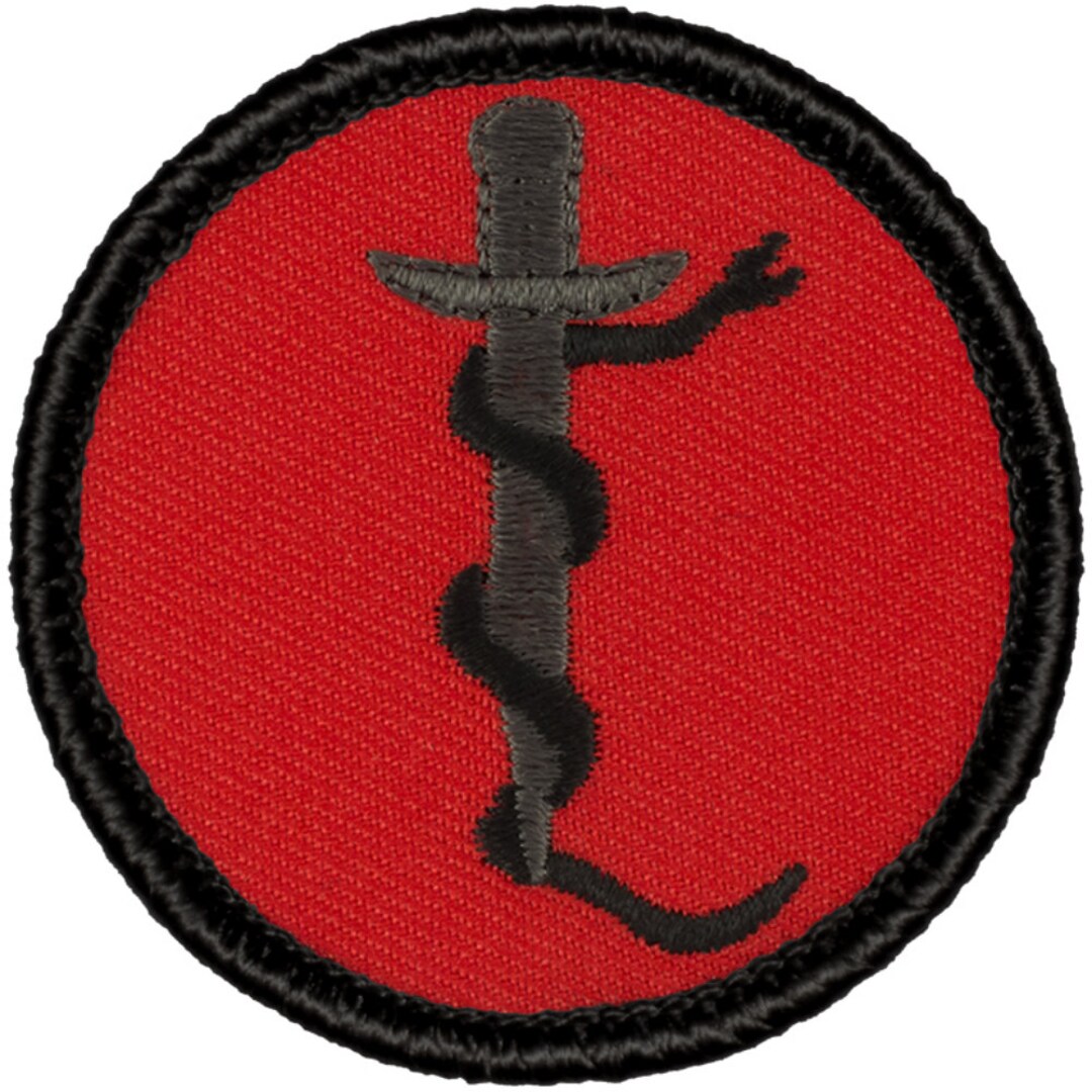 Red & Black Dagger Snake Patch (R012) 2 Inch Diameter Embroidered Patch ...