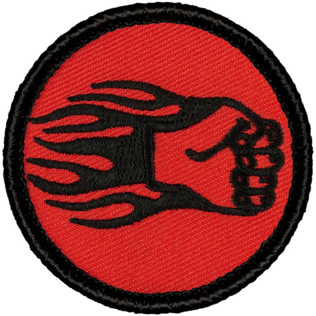 Red & Black Fiery Fist of Pain Patch (380R) 2 Inch Diameter Embroidered ...