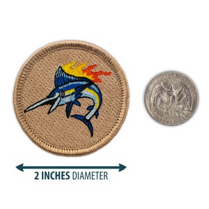 Flaming Marlin Patch - 2 Inch Diameter Embroidered Patch - Etsy