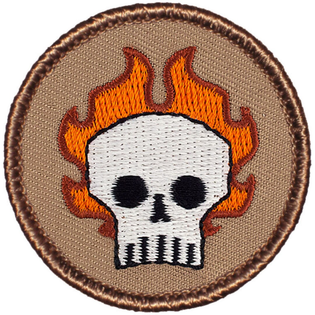 Flaming Skull Patch (263) 2 Inch Diameter Embroidered Patch - Etsy