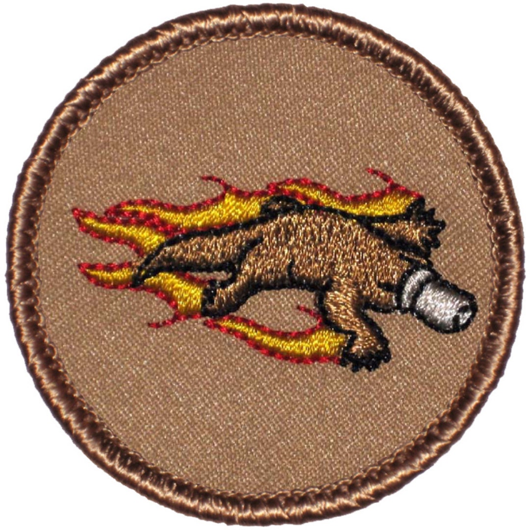 Flaming Platypus Patch (365) 2 Inch Diameter Embroidered Patch - Etsy