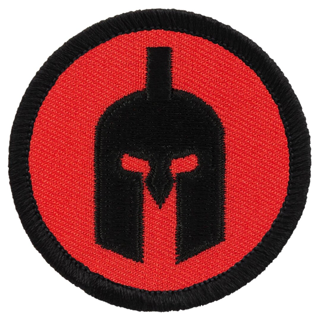 Red & Black Spartan Helmet Patch – 2 Inch Diameter Embroidered Patch - Etsy