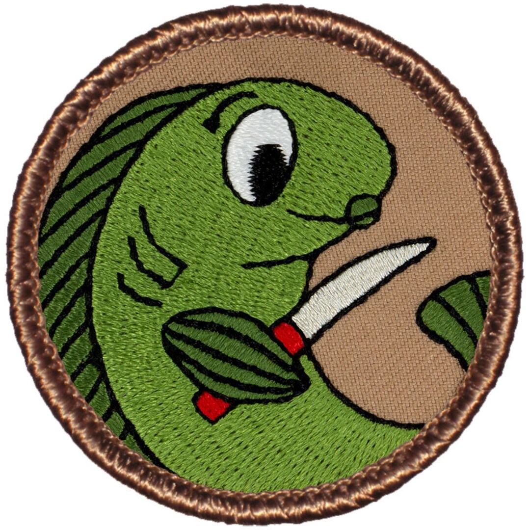 Whittling Fish Patch - 2 Inch Diameter Embroidered Patch - Etsy