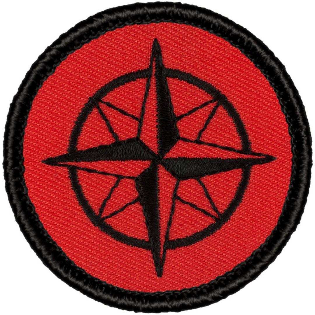Red & Black Compass Patch - 2 Inch Diameter Embroidered Patch - Etsy