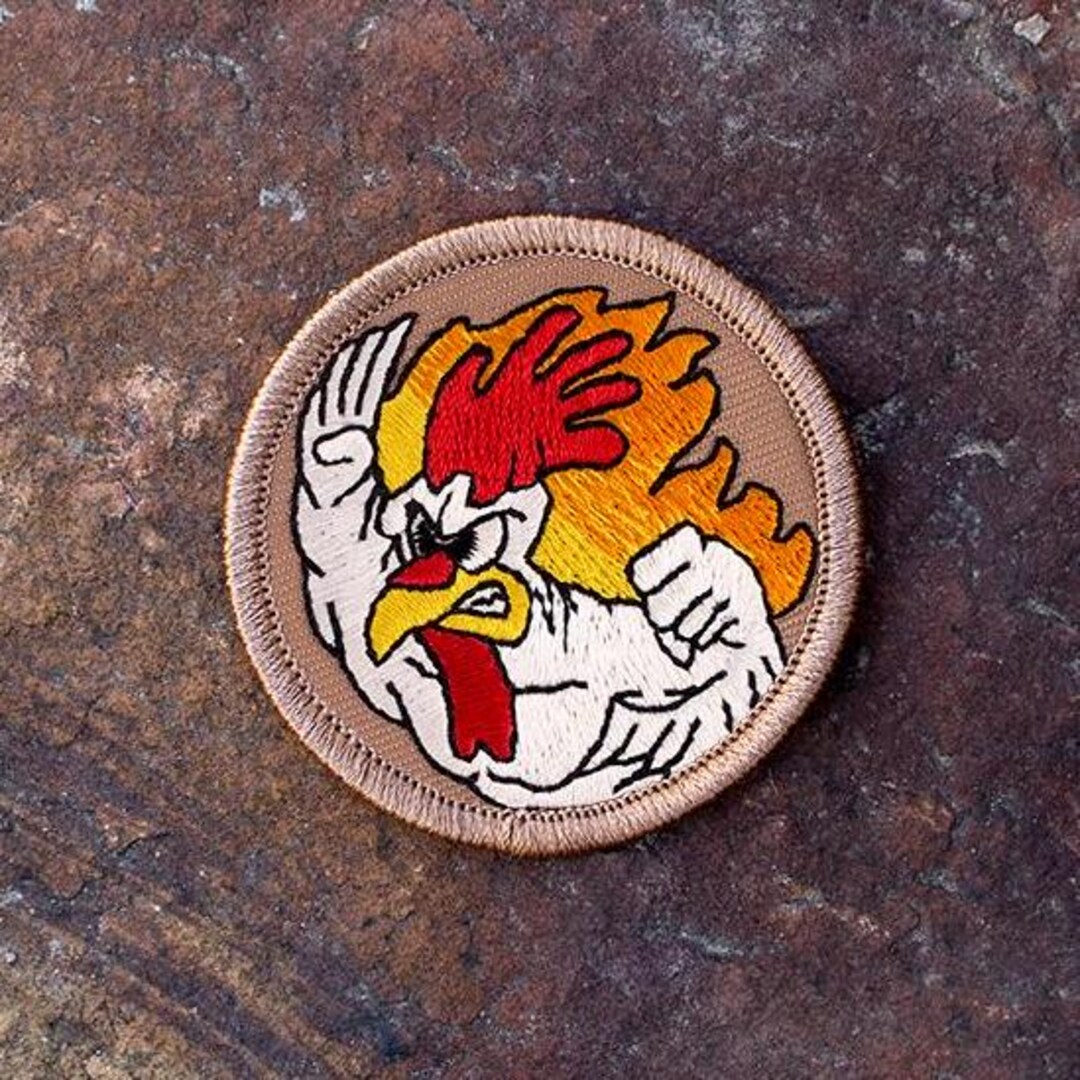 Flaming Fighting Chicken Patch – 2 Inch Diameter Embroidered Patch - Etsy
