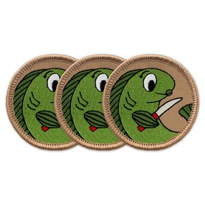Whittling Fish Patch - 2 Inch Diameter Embroidered Patch - Etsy