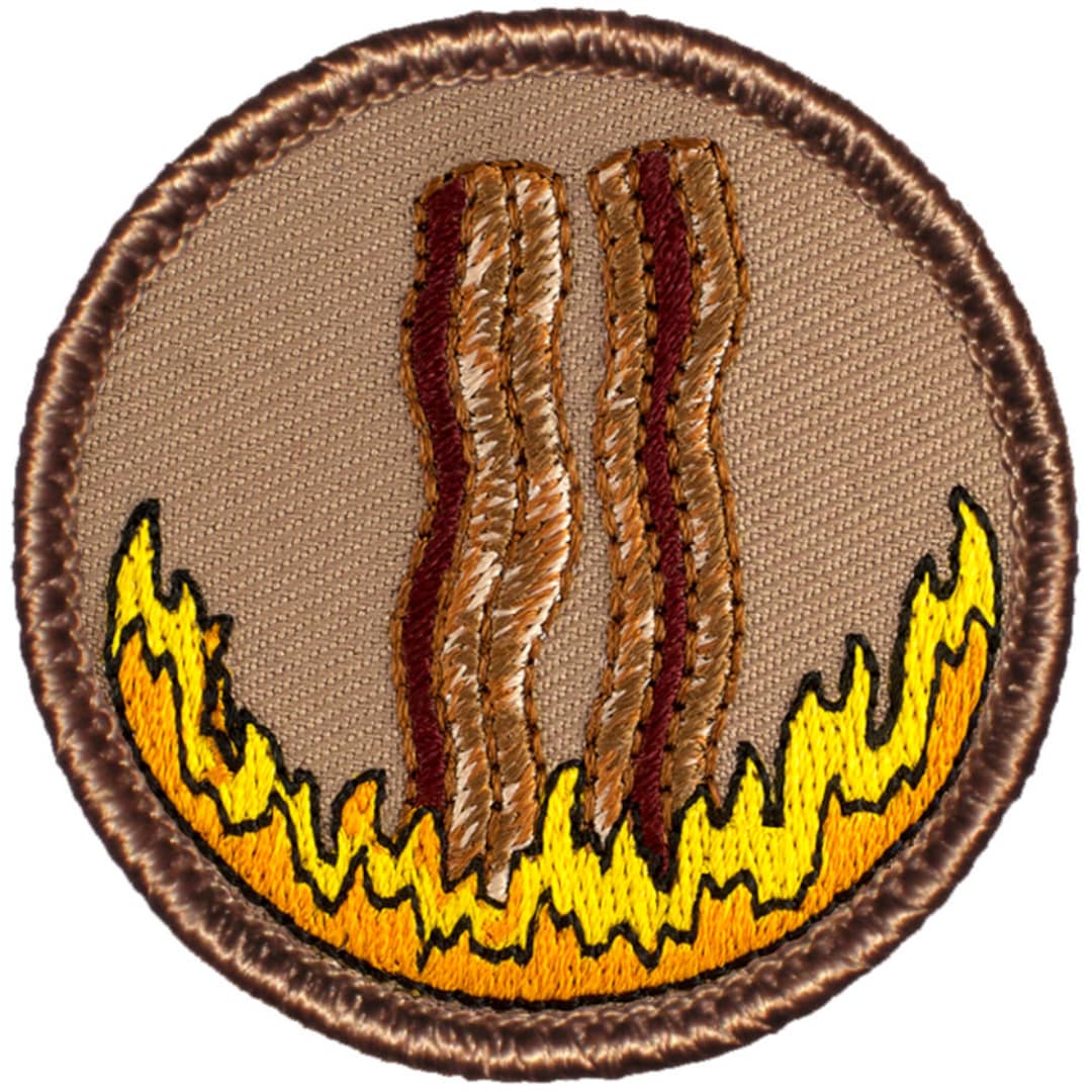 Flaming Bacon Patch - 2 Inch Diameter Embroidered Patch - Etsy