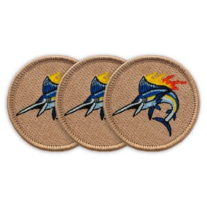 Flaming Marlin Patch - 2 Inch Diameter Embroidered Patch - Etsy