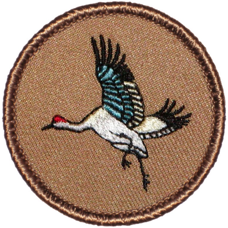 Crane Patch - 2 Inch Diameter Embroidered Patch - Etsy