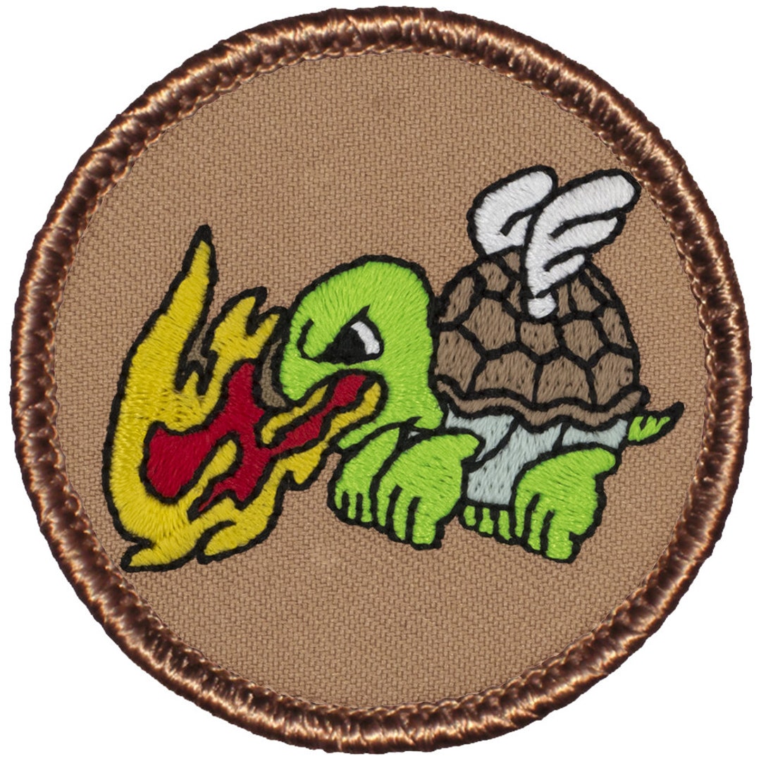 Flaming Flying Turtle Patch (F01) - 2 Inch Diameter Embroidered Patch ...