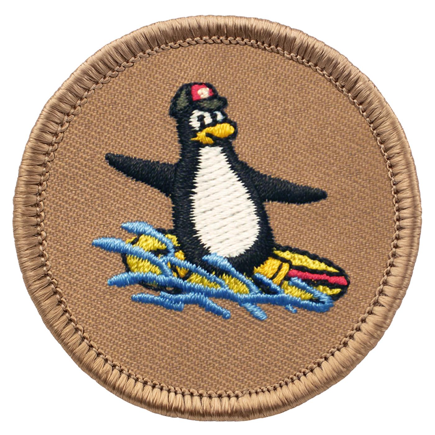 Surfing Penguin Patch (065) – 2 Inch Diameter Embroidered Patch - Etsy