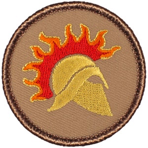 Flaming Gold Spartan Helmet Patch 510A 2 Inch Diameter - Etsy