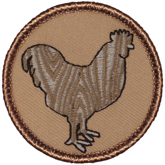 Wooden Rooster Patch 2 Inch Diameter Embroidered Patch - Etsy