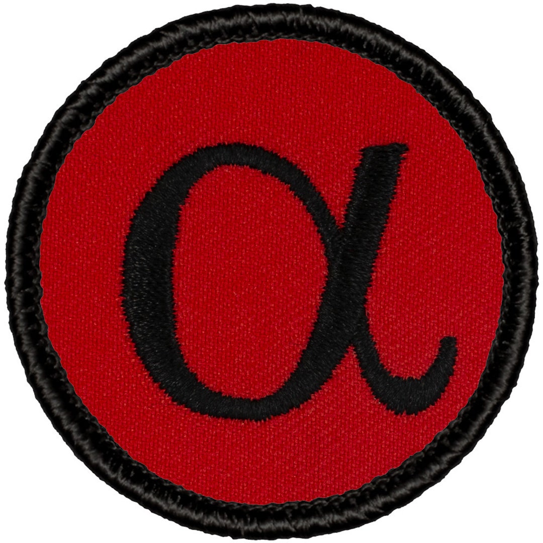 Red & Black Alpha Symbol Patch - 2 Inch Diameter Embroidered Patch - Etsy