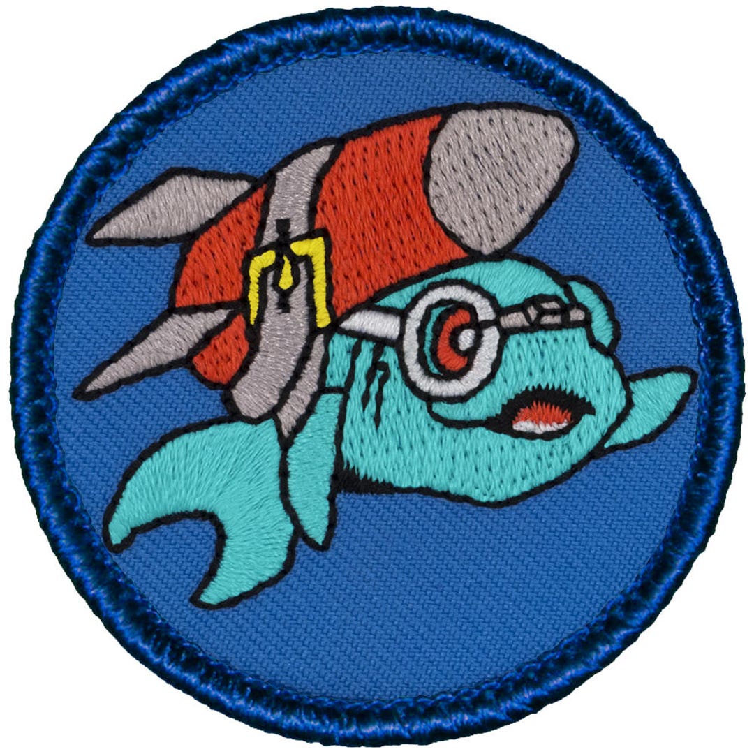 Blue Rocket Fish Patch 2 Inch Diameter Embroidered Patch - Etsy