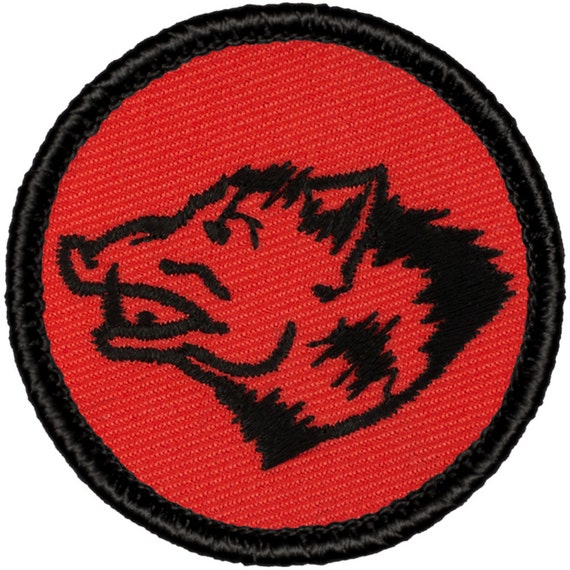Red & Black Wild Boar Patch R003 2 Inch Diameter Embroidered | Etsy