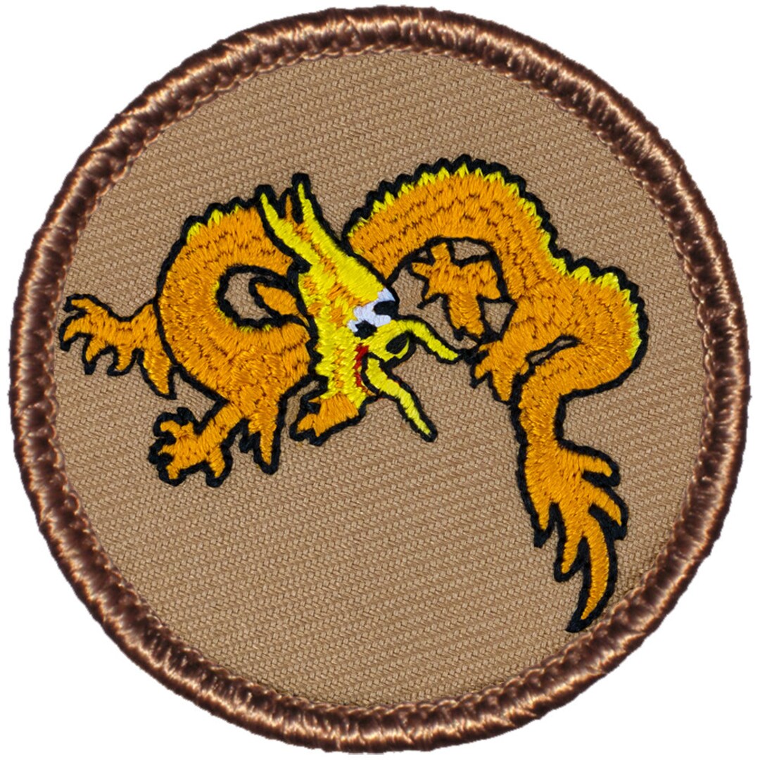 Gold Dragon Patch (170) 2 Inch Diameter Embroidered Patch - Etsy