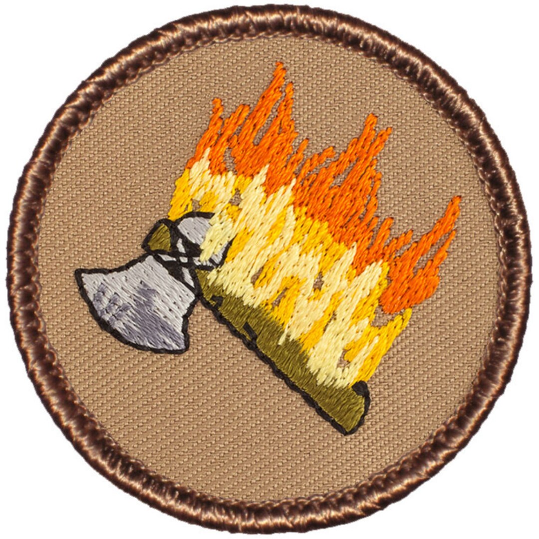 Flaming Tomahawk Patch 2 Inch Diameter Embroidered Patch - Etsy