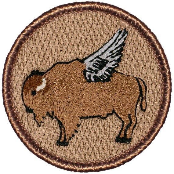 Flying Buffalo Patch 092 2 Inch Diameter Embroidered Patch | Etsy