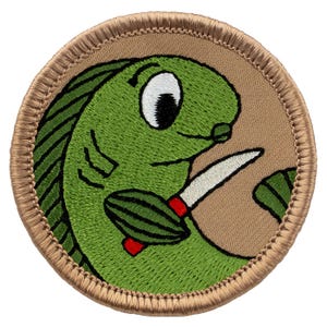 Whittling Fish Patch - 2 Inch Diameter Embroidered Patch - Etsy