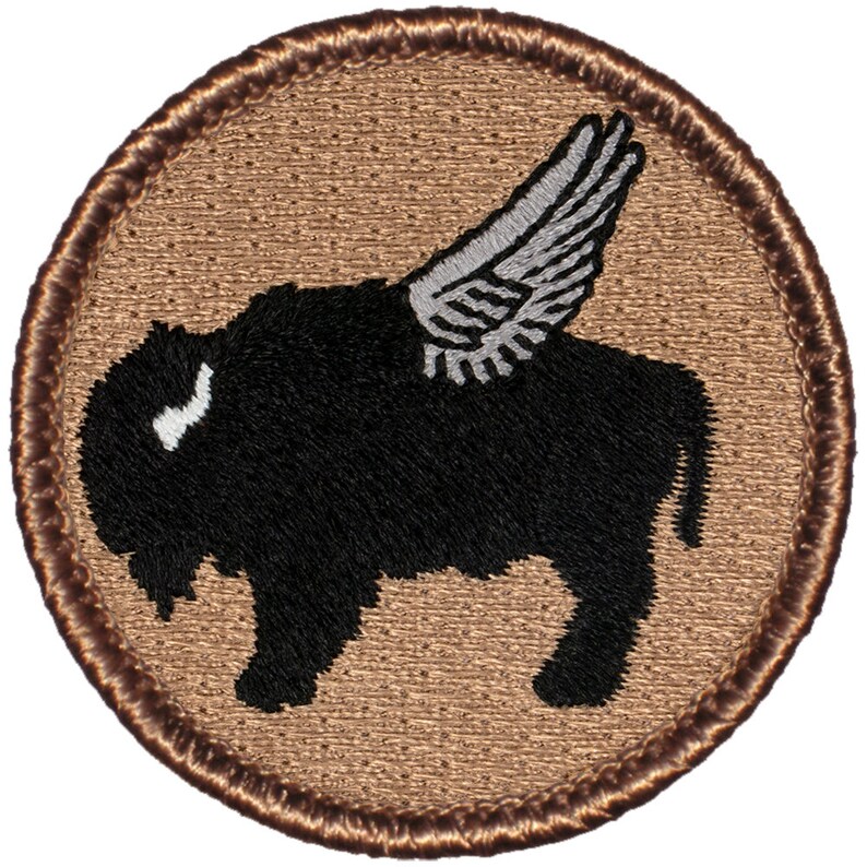 Black Flying Buffalo Patch 2 Inch Diameter Embroidered Patch - Etsy