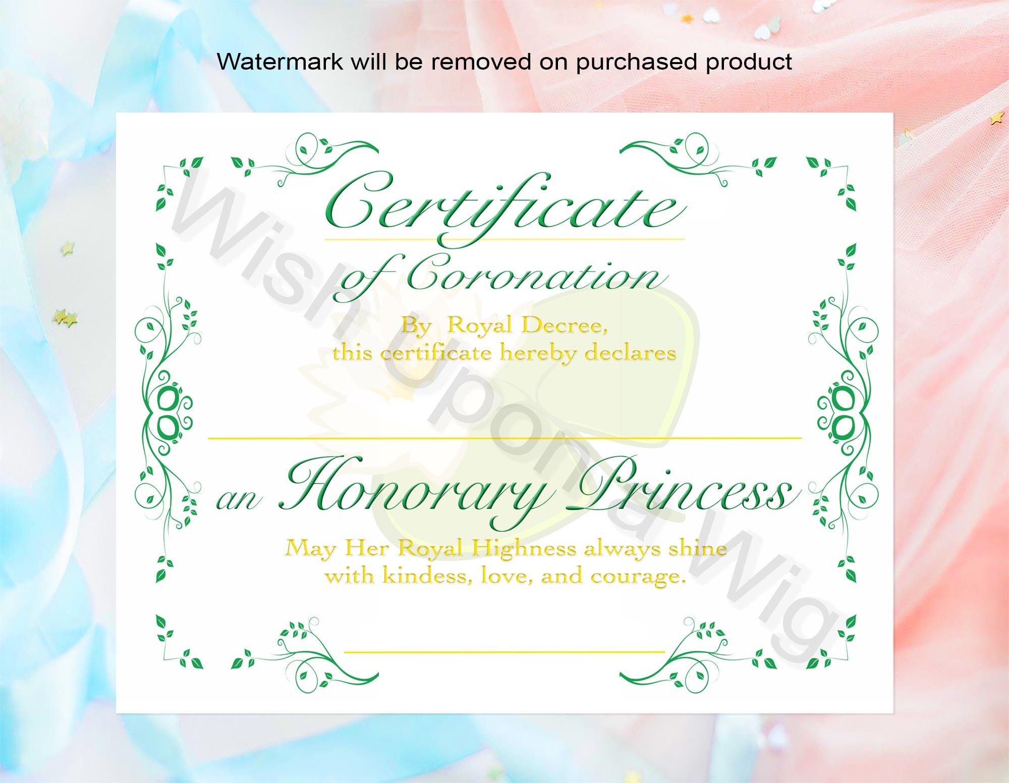 INSTANT DOWNLOAD Princess and the Frog Coronation Certificate - Etsy UK