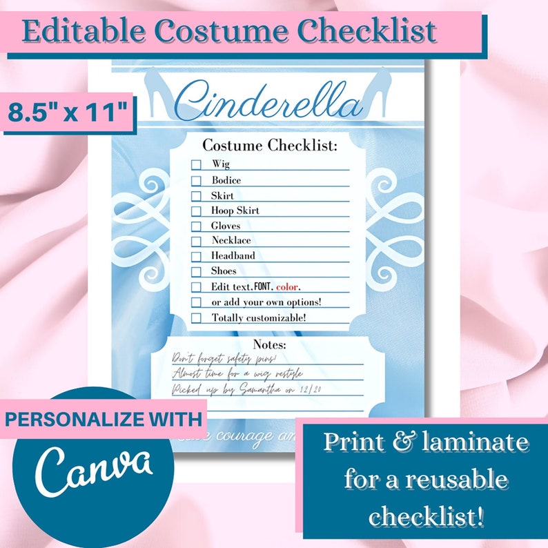 INSTANT DOWNLOAD Costume Checklist Planner for Cosplay - Etsy