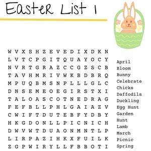 Easter Word Search, Printable Easter Game, Printable Kids Party Games ...