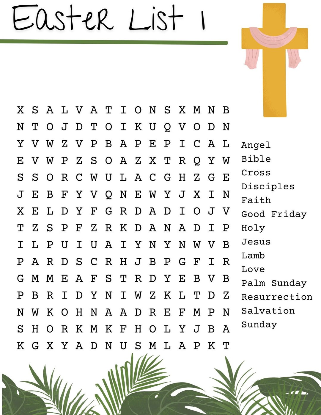 Printable Easter Wordsearch for Kids, Resurrection Word Search, Sunday ...