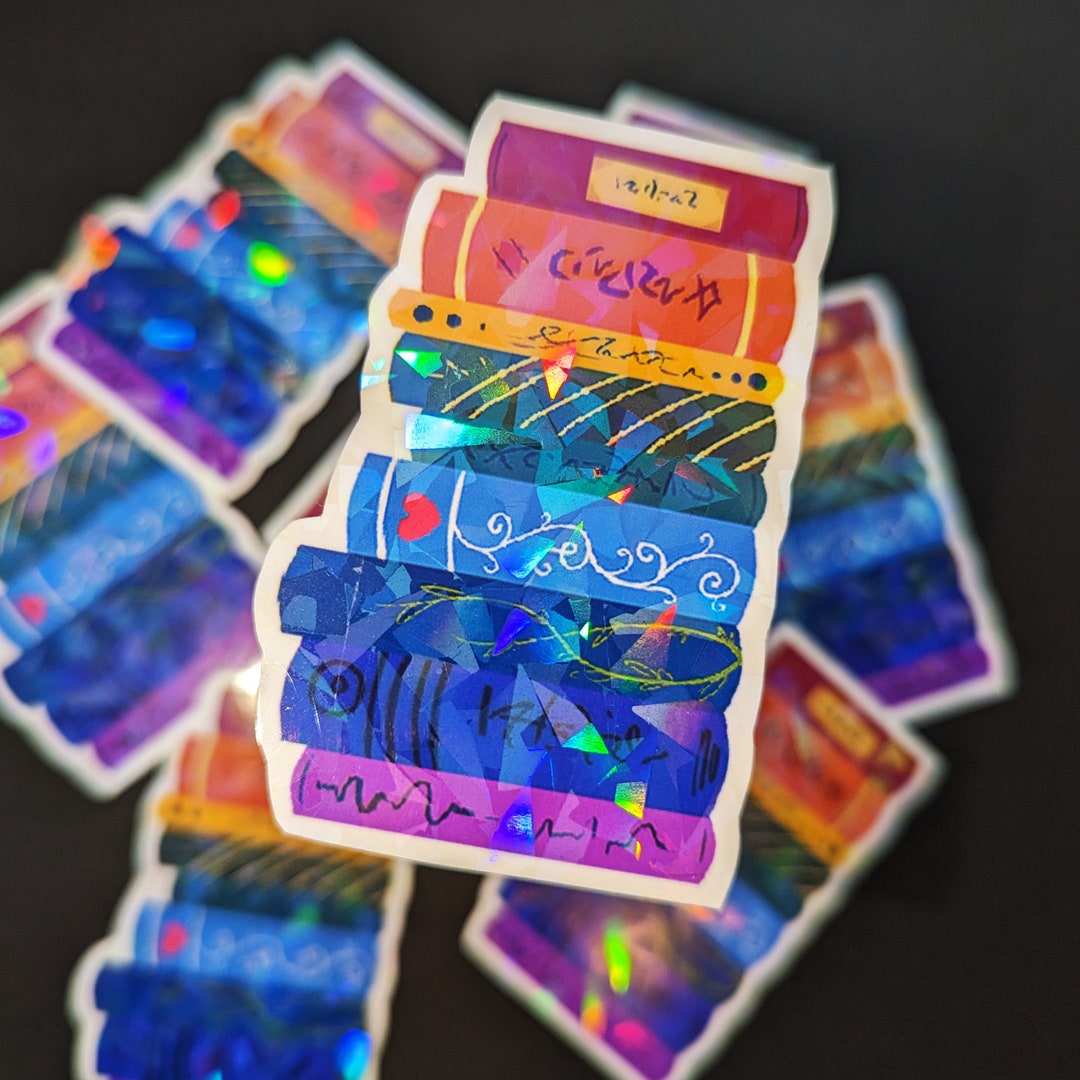 Rainbow Book Stack Holographic Sticker - Etsy