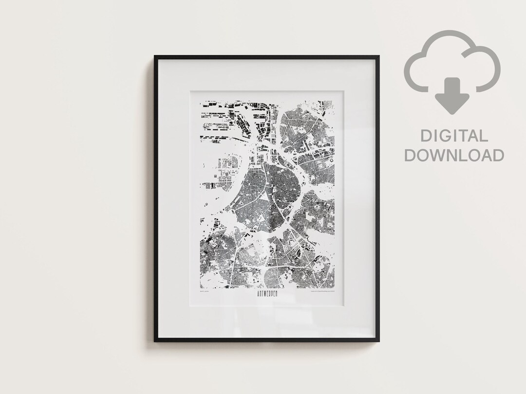 ANTWERP Printable Map / Digital City Map, Printable Wall Poster, Wall ...