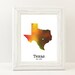 Texas State Print Personalized Watercolor Reproduction Print of US ...