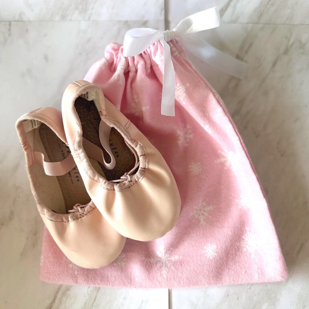 Pink Snowflake Flannel Dance Shoe Bag: Ballet, Tap, Pointe, Pastel ...
