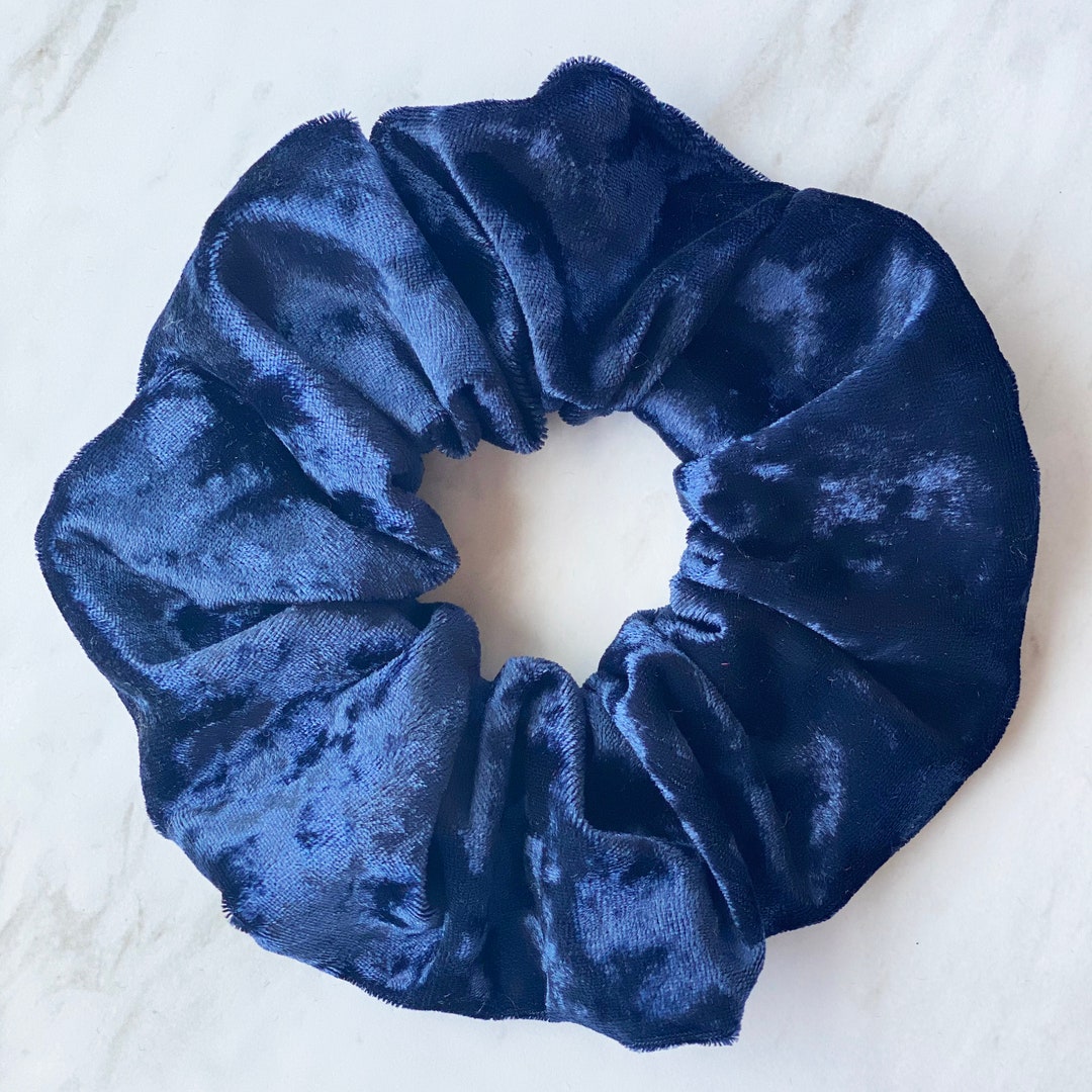Luxury Jumbo Hair Scrunchie in Navy Blue Velvet - Etsy